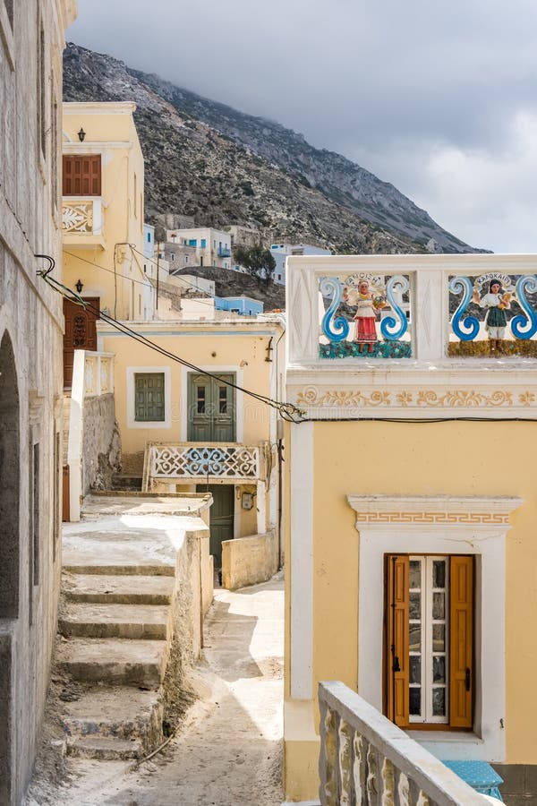 Narrow Alleys in Olymbos Village Editorial Photography - Image of ...