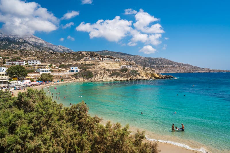 White Sandy Beach and Crystal Clear Water on Lefkos Beach Editorial ...