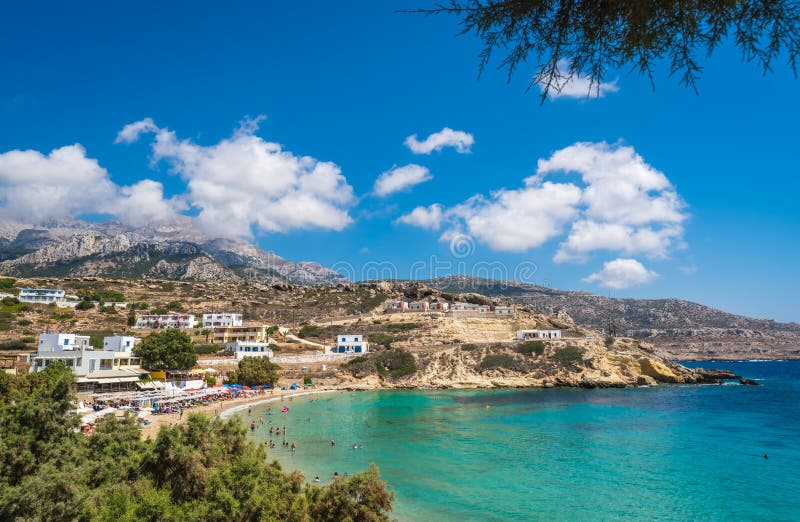 White Sandy Beach and Crystal Clear Water on Lefkos Beach Editorial ...