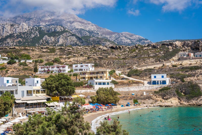 White Sandy Beach and Crystal Clear Water on Lefkos Beach Editorial ...