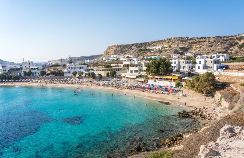 White Sandy Beach and Crystal Clear Water on Lefkos Beach Editorial ...