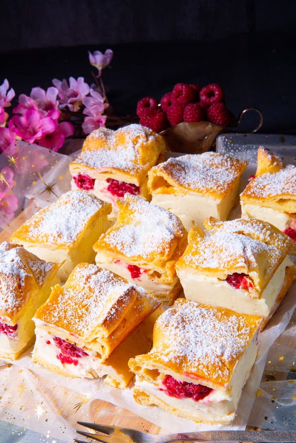 A Karpatka - a Delicious Polish Pudding Cake Stock Photo - Image of ...