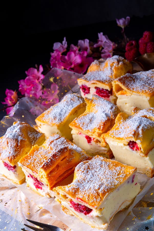 A Karpatka - a Delicious Polish Pudding Cake Stock Photo - Image of ...