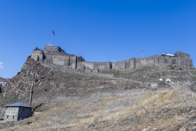 Kars Castle and Walls with Blue Sky Stock Image - Image of history ...