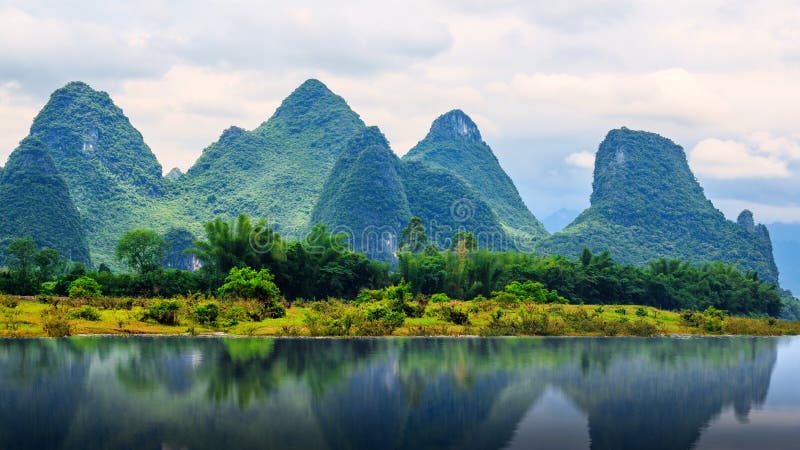 Karst Peaks in Xingping Town Stock Image - Image of county, china ...