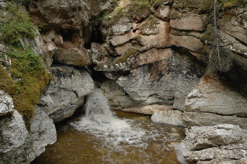 Karst Rocks in the Reserve with a Falling Stream of Water Stock Image ...