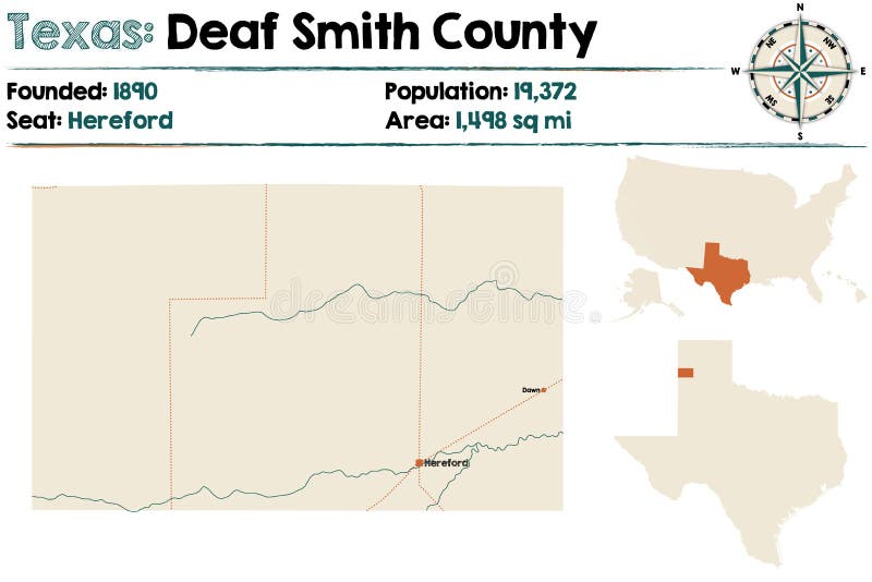 Karte Von Deaf Smith County in Texas Vektor Abbildung - Illustration ...