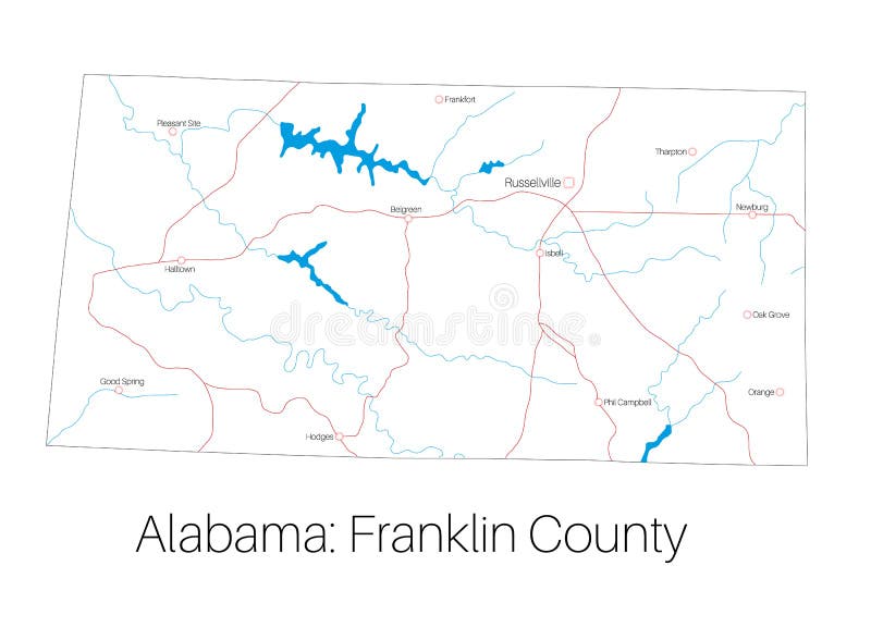 Karte Von Franklin County in Alabama Vektor Abbildung - Illustration ...