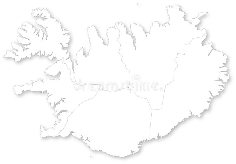 Karte Von Island Mit Regionen. Vektor Abbildung - Illustration von ...