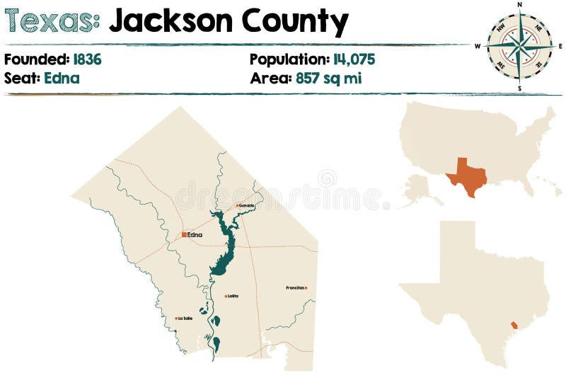 Karte Von Jackson County in Texas Vektor Abbildung - Illustration von ...
