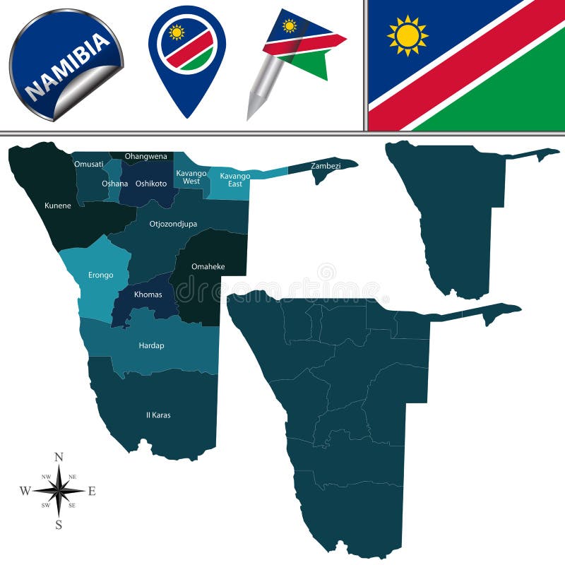 Namibia Regionen Symbole. vektor abbildung. Illustration von napier - 213341280
