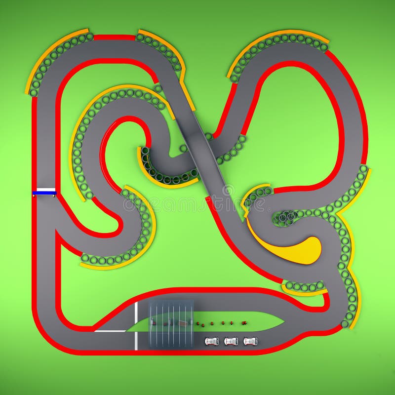 Karting Top View. 3D Rendering Stock Illustration - Illustration of ...