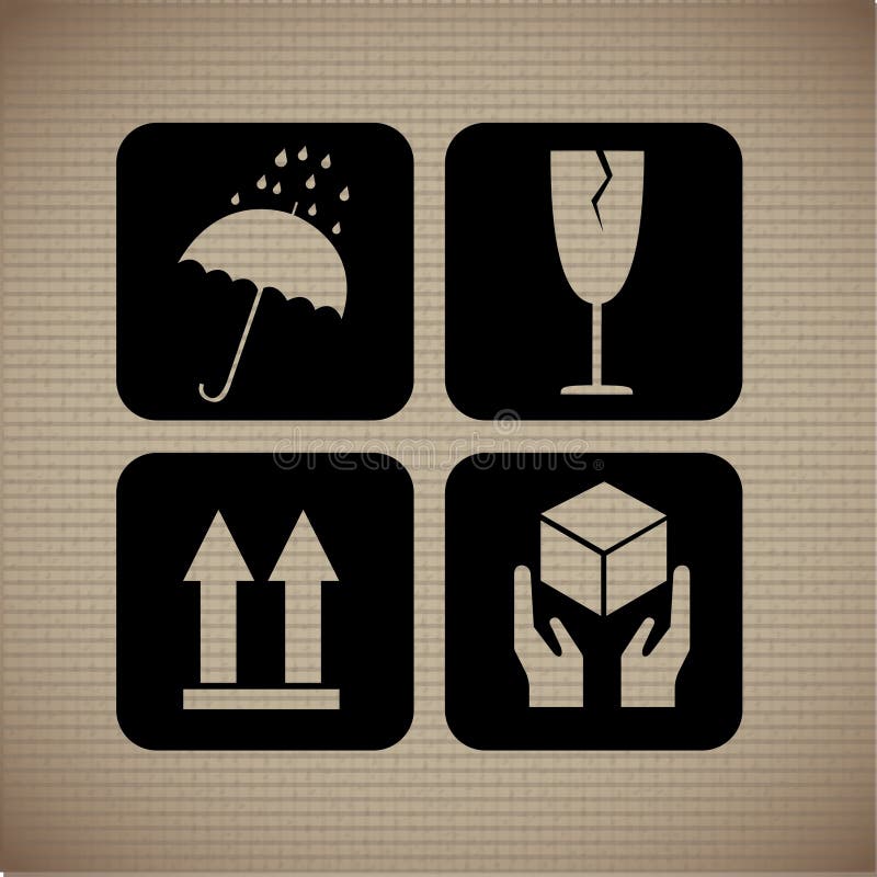 Kat in Geplaatste De Pictogrammen Van Een Kartondoos Vector Illustratie ...