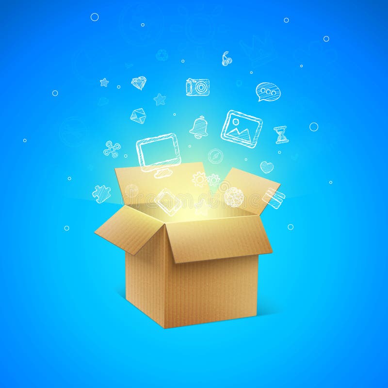 Kartong med symboler vektor illustrationer. Illustration av ruta - 55244682