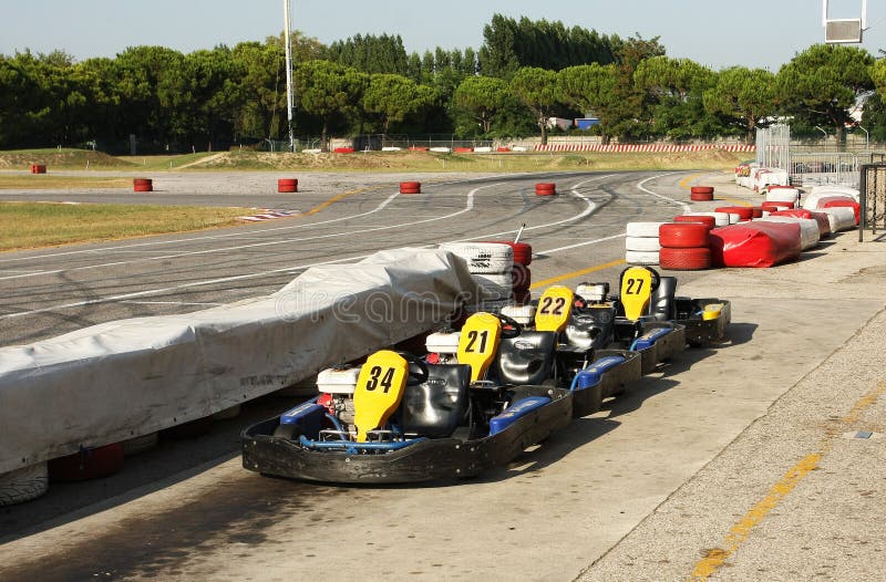 Karts Near a Racing Circuit Stock Image - Image of carts, asphalt: 20936197