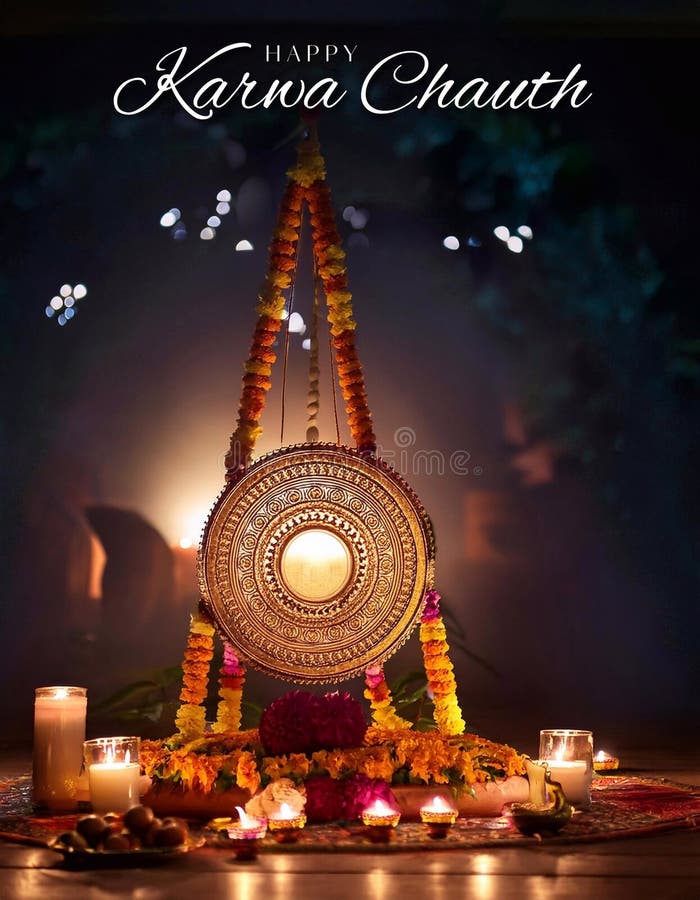 Karwa Chauth Poster Design stock illustration. Illustration of post ...