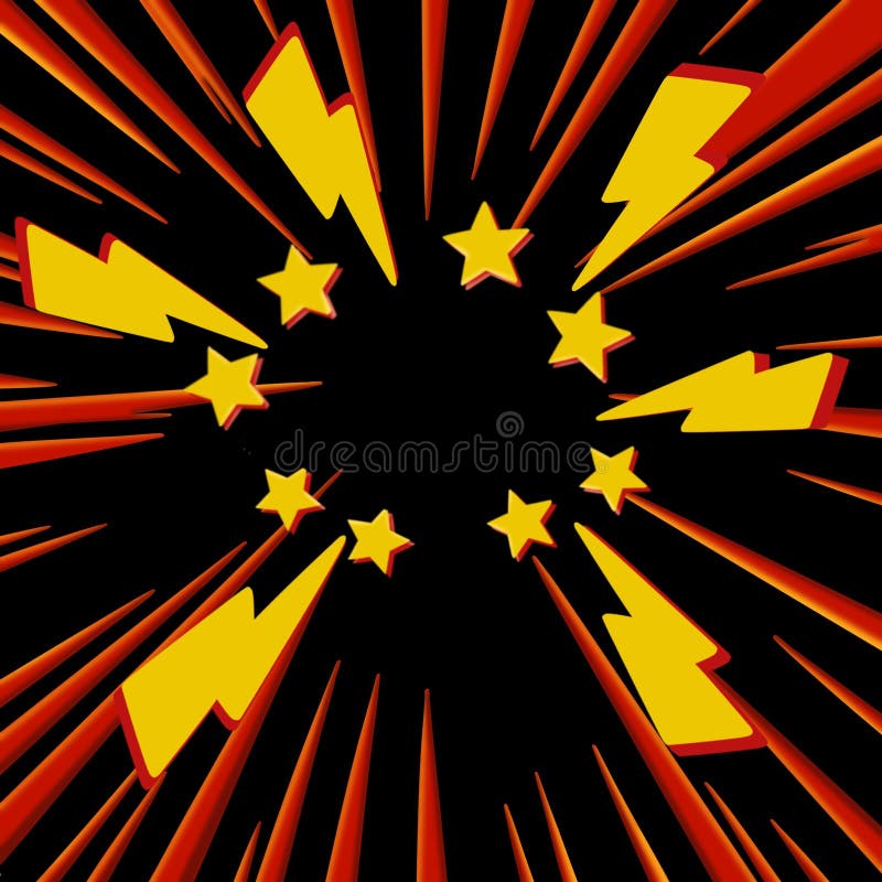 Explosion Boom Sunburst Red Anime Manga Graphics Cartoon Stock ...