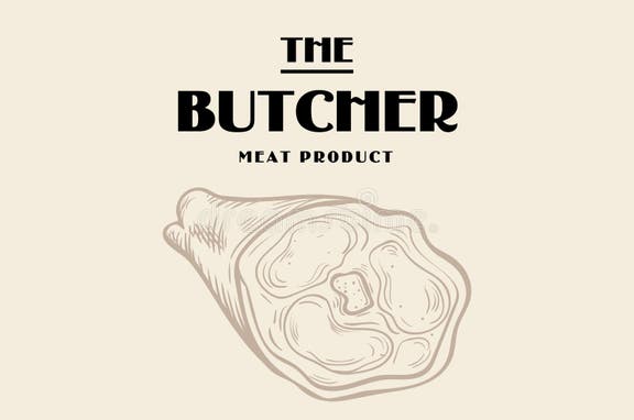 Retro Hand-drawn Logo Butcher Shop . Stock Vector - Illustration of ...