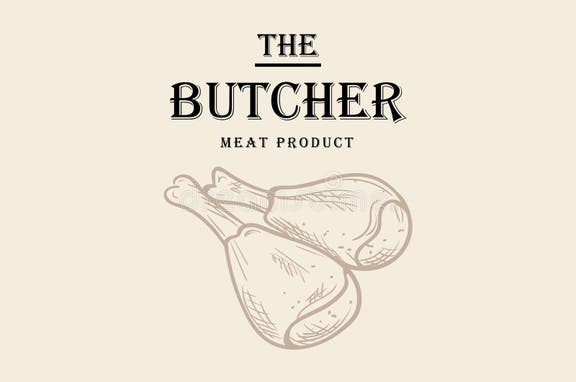 Retro Hand-drawn Logo Butcher Shop . Stock Vector - Illustration of ...