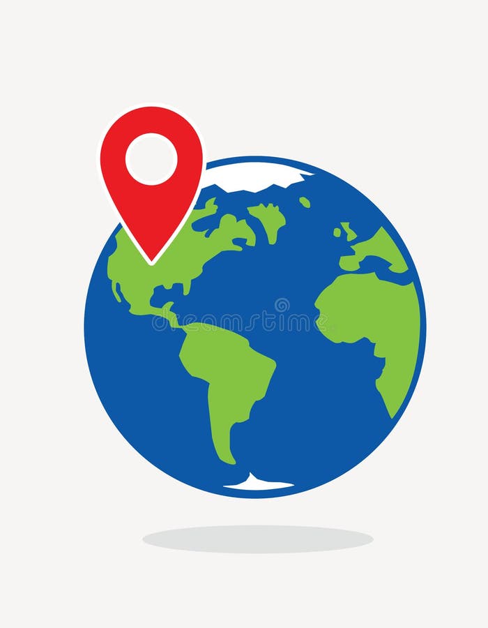 Planet Earth Location Pointer Stock Illustration - Illustration of ...