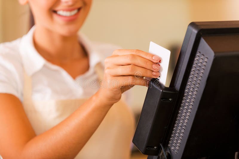 Kassier op het werk stock afbeelding. Image of koffie - 44055663