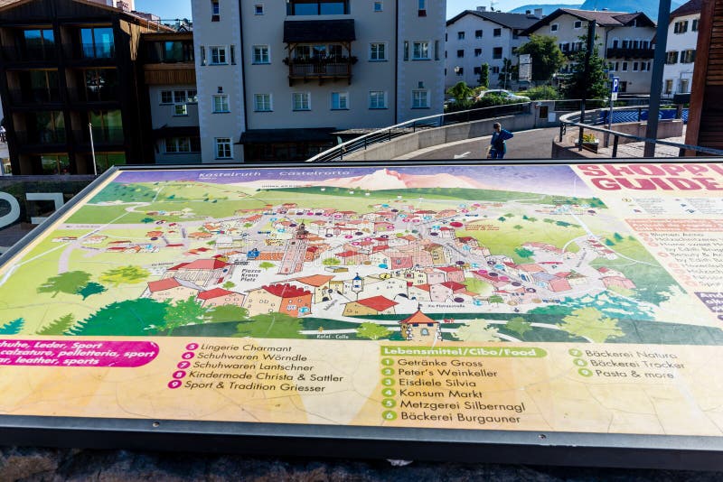 Kastelruth, Italy - 30 June 2018: the Map of Kastelruth, Castelrotto in ...
