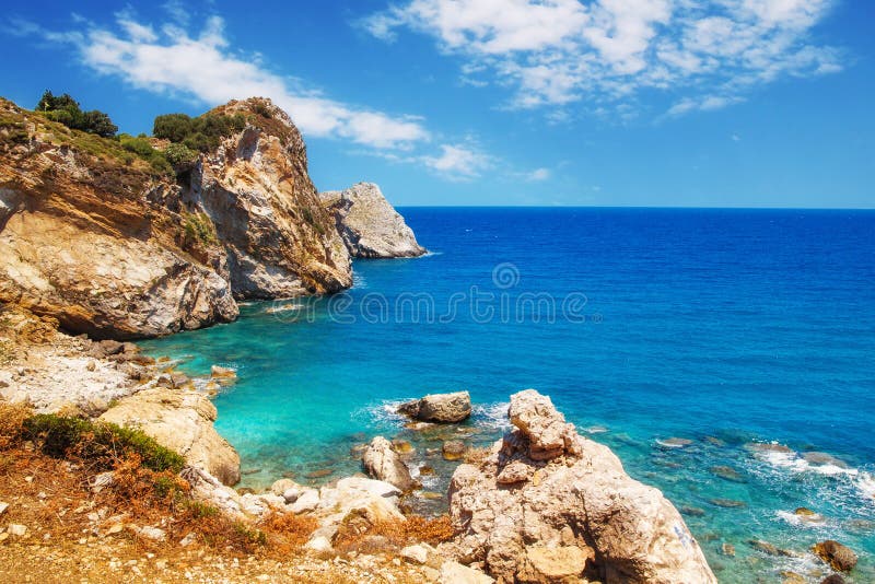 Kastro Beach, Skiathos, Greece Stock Photo - Image of daylight ...