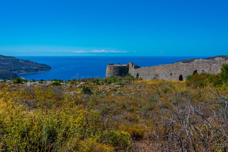 Kastro Kelephas Castle in Greek Peninsula Peloponnese Stock Photo ...