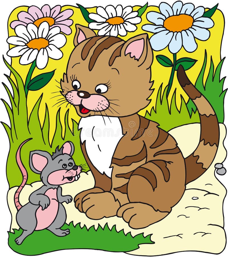 Kat en muis vector illustratie. Illustration of landbouwbedrijf - 8080026
