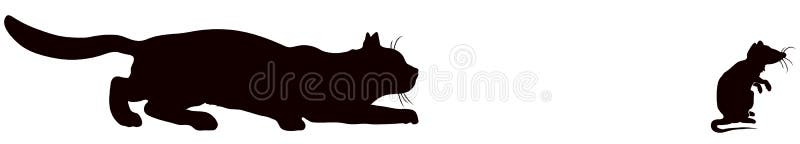 Kat en rat vector illustratie. Illustration of silhouet - 6642374