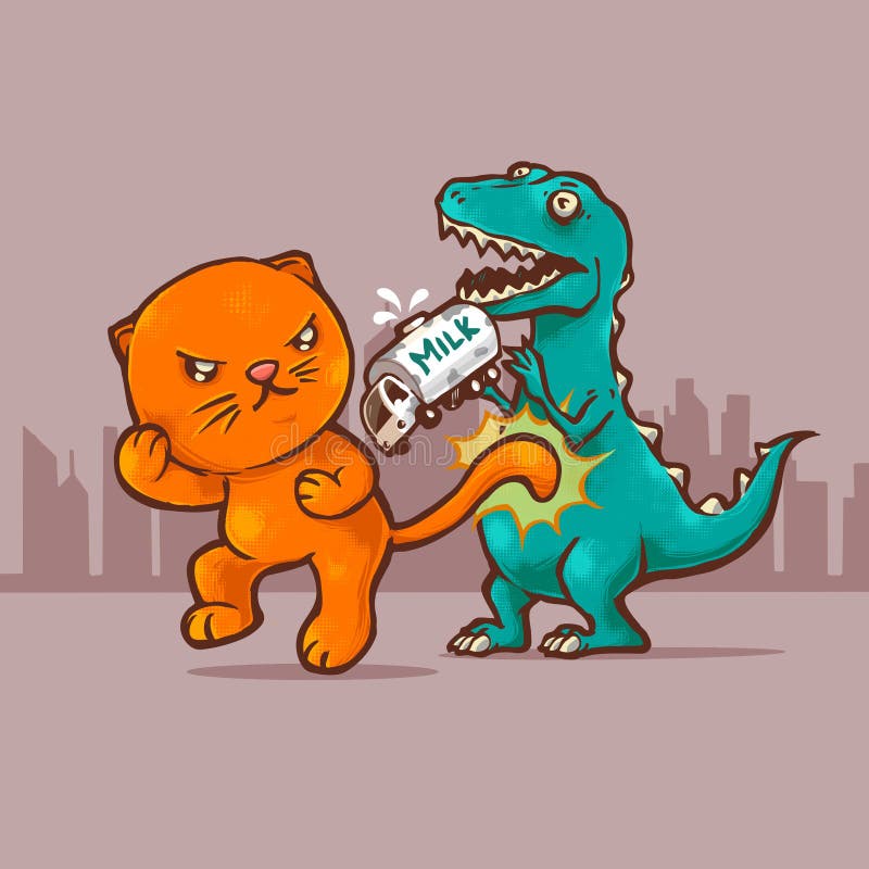 Kat tegenover Dino stock illustratie. Illustration of dino - 64513008