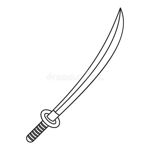 Katana icon, outline style stock vector. Illustration of nippon - 85576946