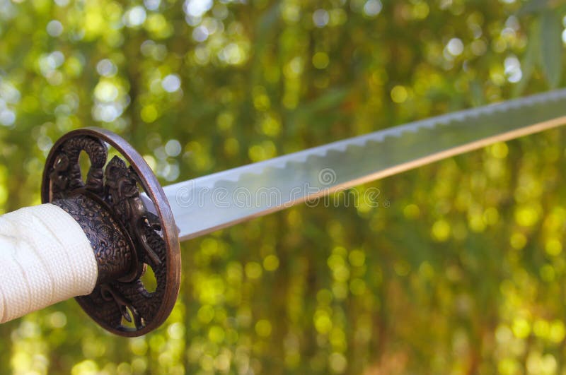 Katana Samurai Sword with Bamboo Forest Stock Image - Image of metal ...