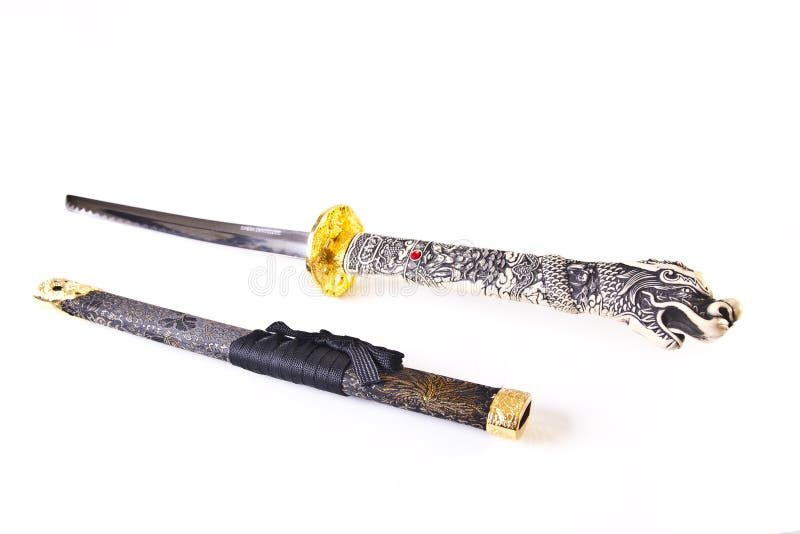 Katana on silk stock image. Image of bushido, side, long - 53300765