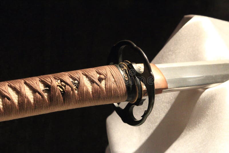Katana on silk stock image. Image of bushido, side, long - 53300765
