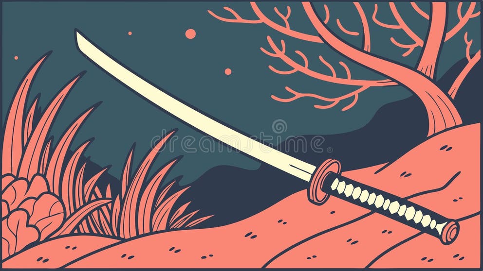 Katana Sword in a Dramatic, Reddish Forest, Symbolizing Intensity ...