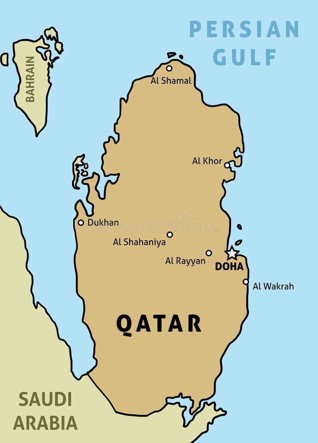 Karte von Qatar vektor abbildung. Illustration von grün - 91213686