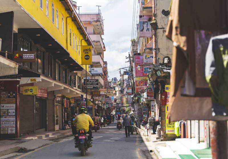 Kathmandu, Nepal - August 11, 2022: Crowded Street in Thamel District ...