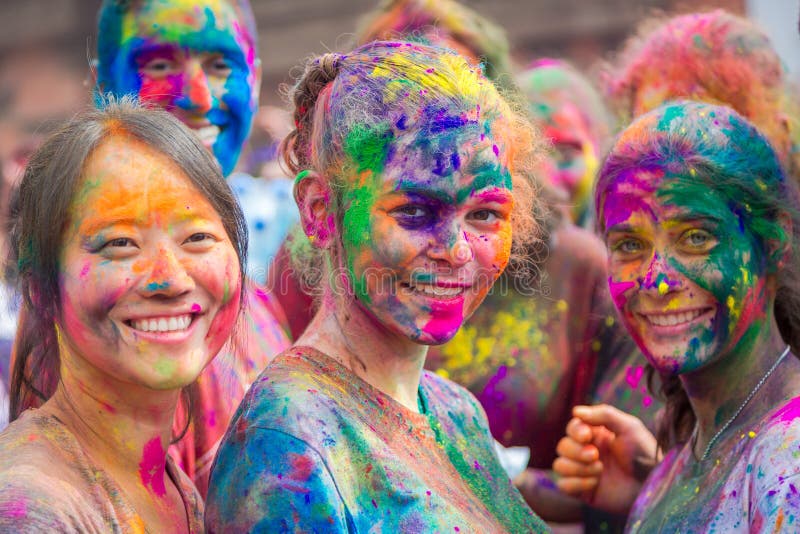Holi Festival Of Colors Celebration In Kathmandu Nepal Editorial Stock