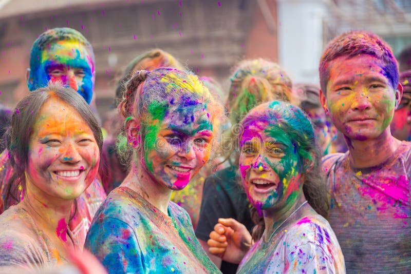 Holi Festival Of Colors Celebration In Kathmandu Nepal Editorial Stock