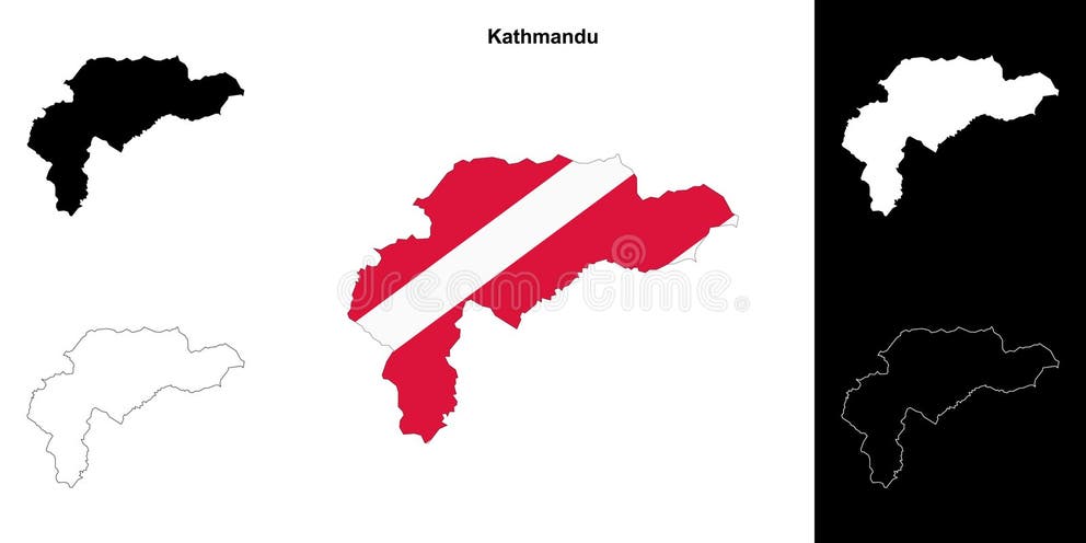 Kathmandu outline map stock vector. Illustration of template - 371576388