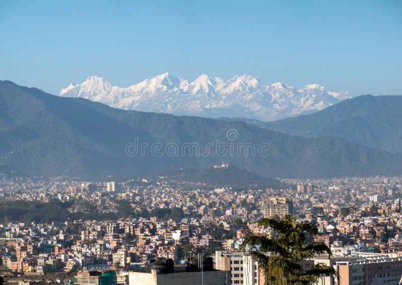 Kathmandu Valley and the Himalaya Mountains Stock Photo - Image of city ...