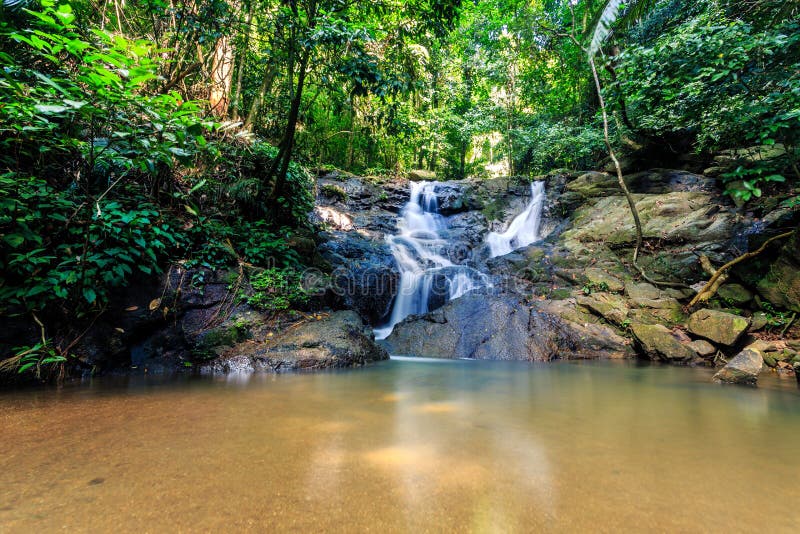Kathu Waterfall in a Tropical Forest. Phuket, Thailand Stock Photo ...
