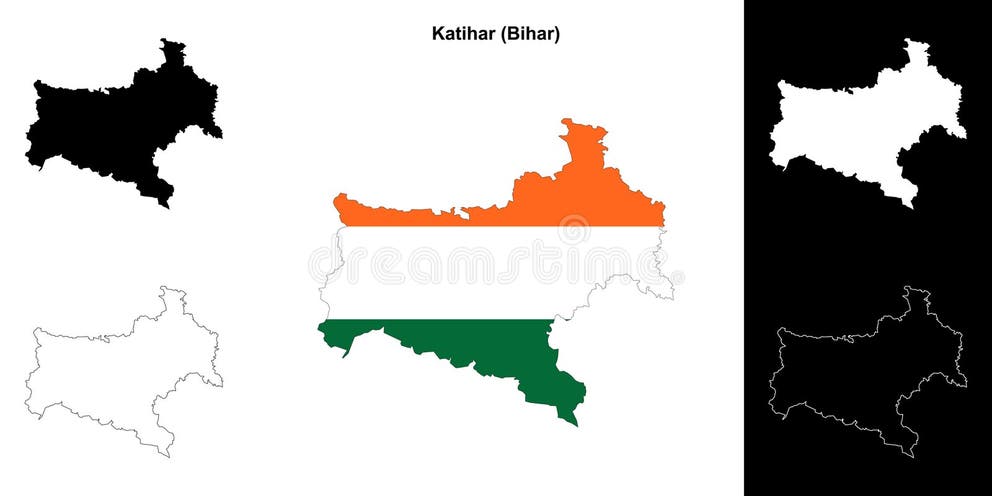 Katihar outline map stock vector. Illustration of shape - 368824471