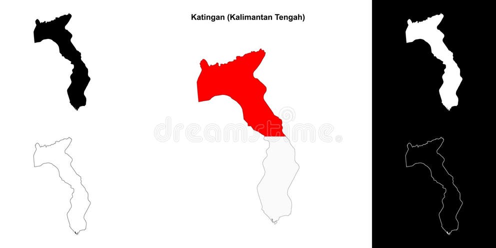 Katingan outline map stock vector. Illustration of boundary - 356960055