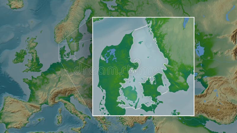 Kattegat. Physical Map. Patterson Cylindrical. Location Stock Video ...