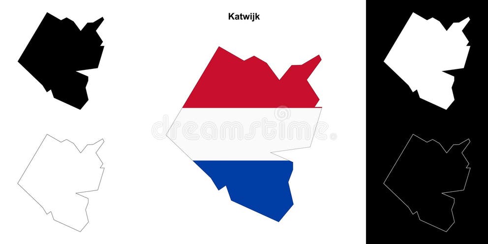 Katwijk outline map stock vector. Illustration of geography - 385791240
