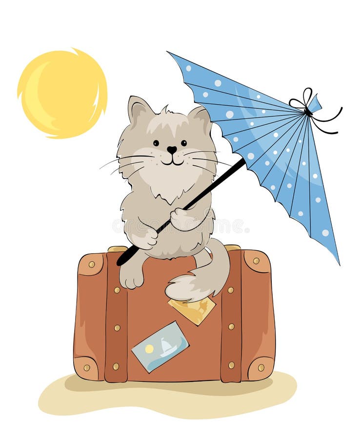 Katze in den Ferien vektor abbildung. Illustration von lustig - 24267818