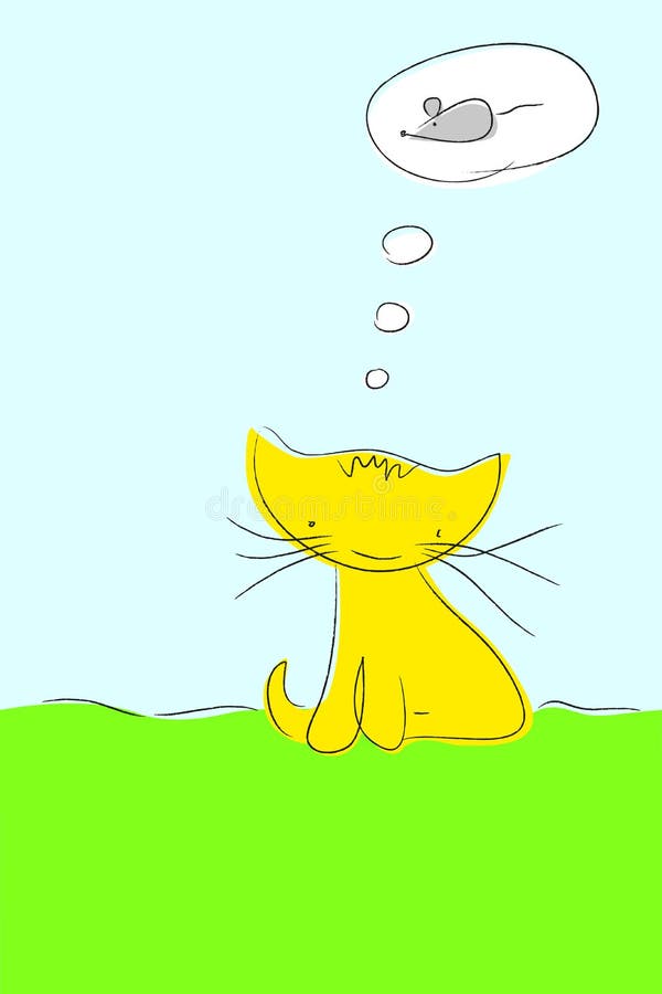 Sieben spielerische Katzen vektor abbildung. Illustration von maus ...