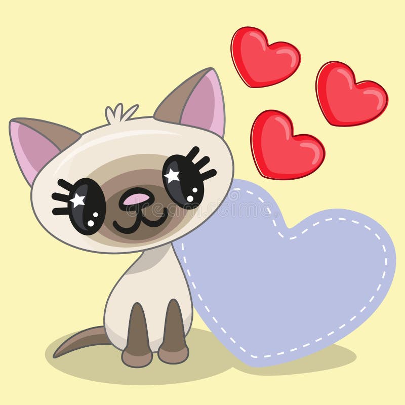 Katze mit Herzen vektor abbildung. Illustration von auslegung - 53712829